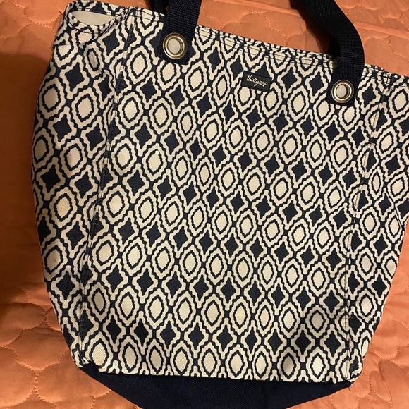 thirty-one | Bags | Thirty One Navywhite Zip Top Tote Guc | Poshmark